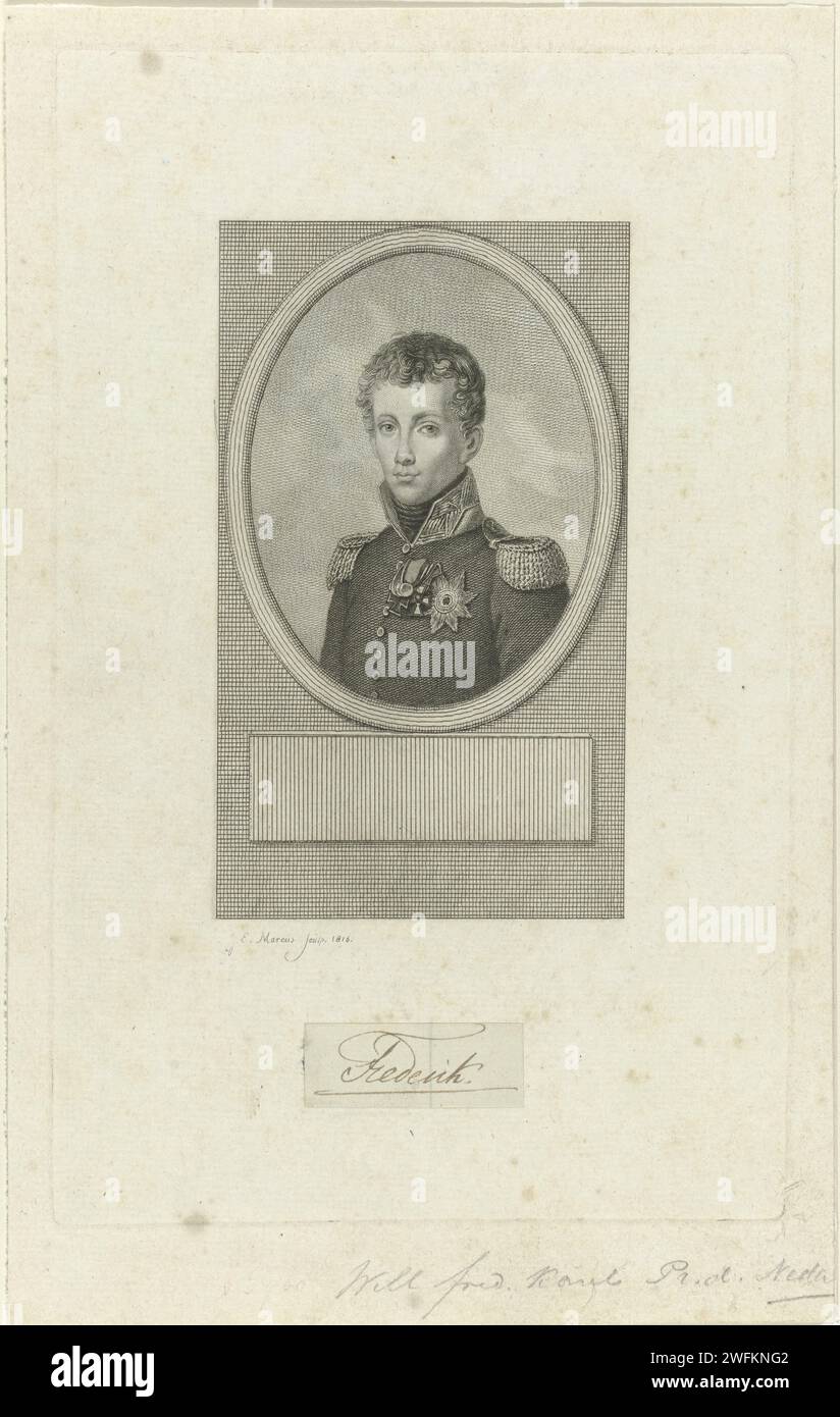 Portrait of Frederik, Prince of the Netherlands, Jacob Ernst Marcus ...