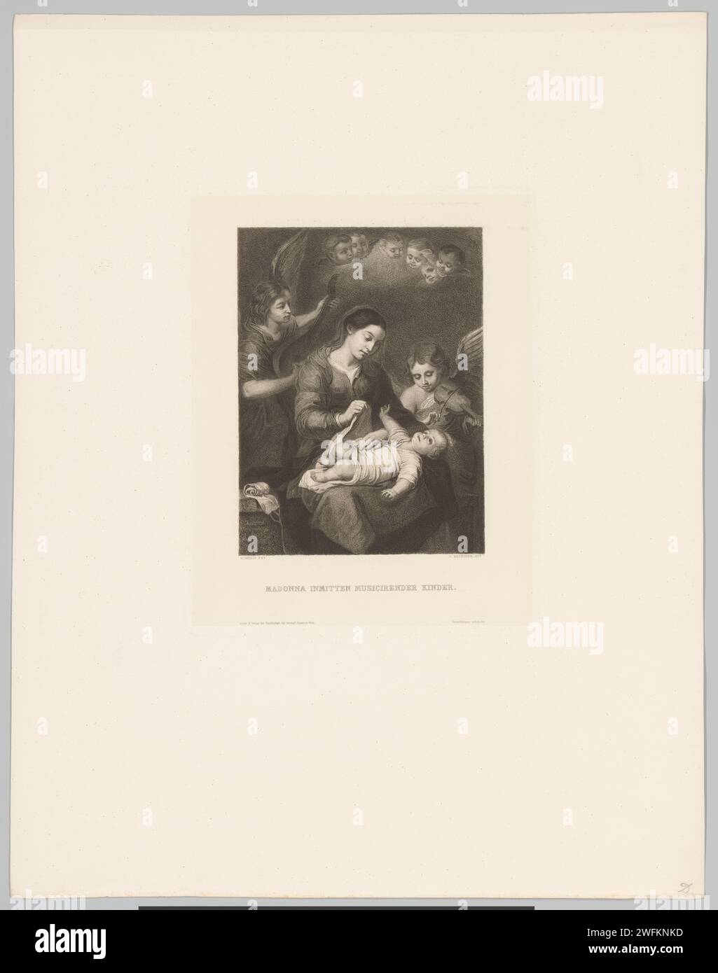 Maria with child and musician angels, Karl Rauscher, after Bartolomé ...