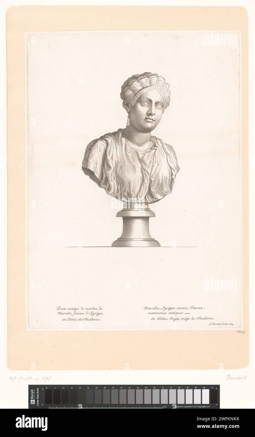 Antique bust of Claudia Marcella Maior, Etienne Baudet, 1679 print ...