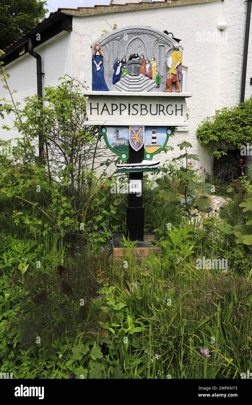 Happisburgh village sign, Norfolk Broads National Park, England, UK ...