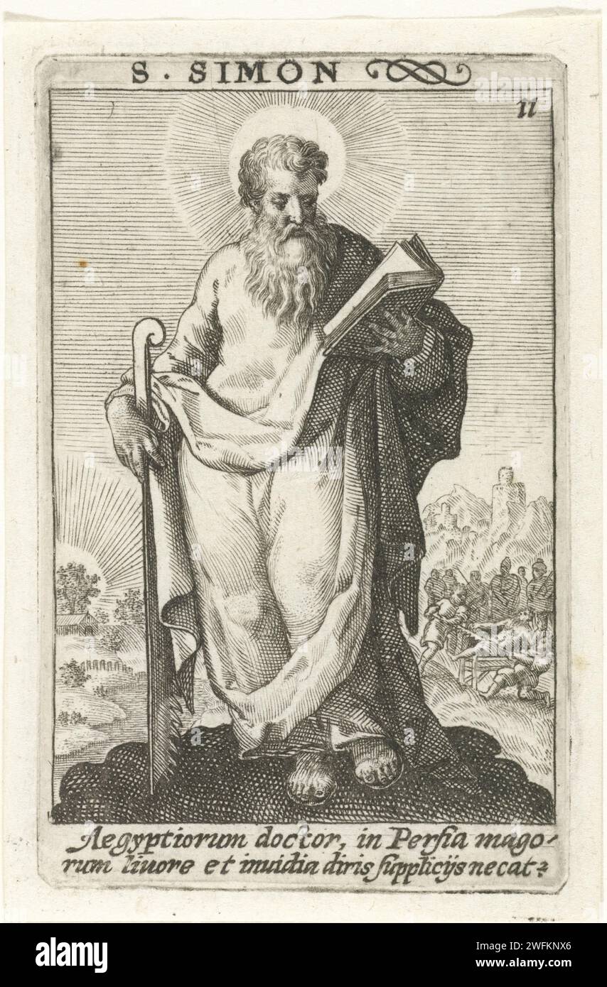 Apostle Simon, Crispijn van de Passe (I), 1574 - 1637 print The apostle ...