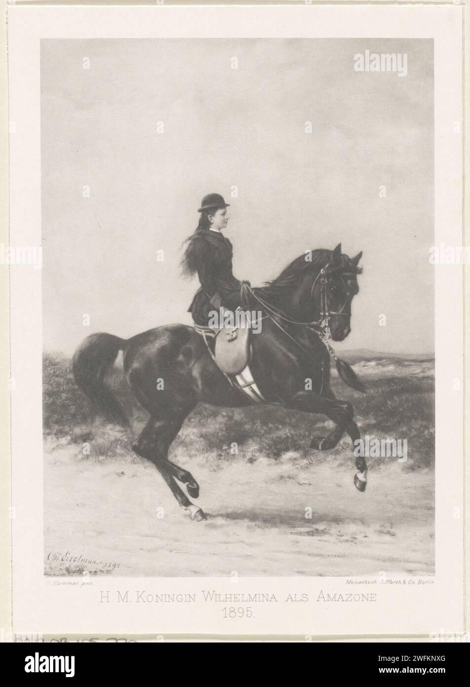 Equestrian portrait of Wilhelmina, Queen of the Netherlands, 1895 ...