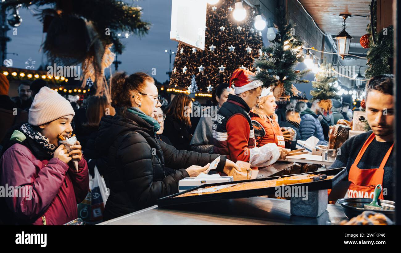 People at Bucharest Christmas Market during winter holiday Stock Photo ...