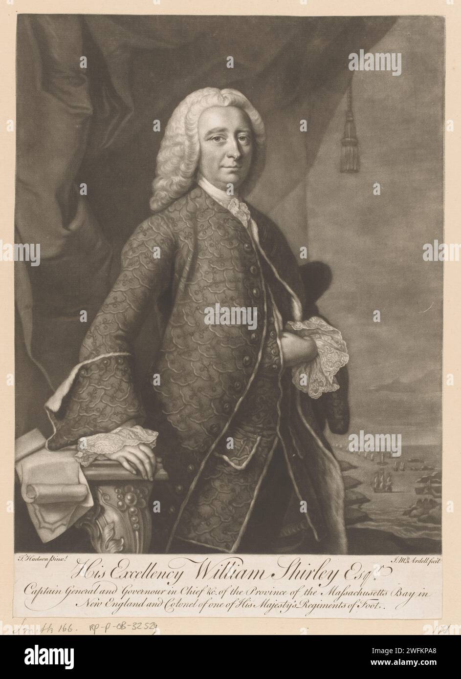 Portret van William Shirley, James McArdell, after Thomas Hudson, 1755 ...