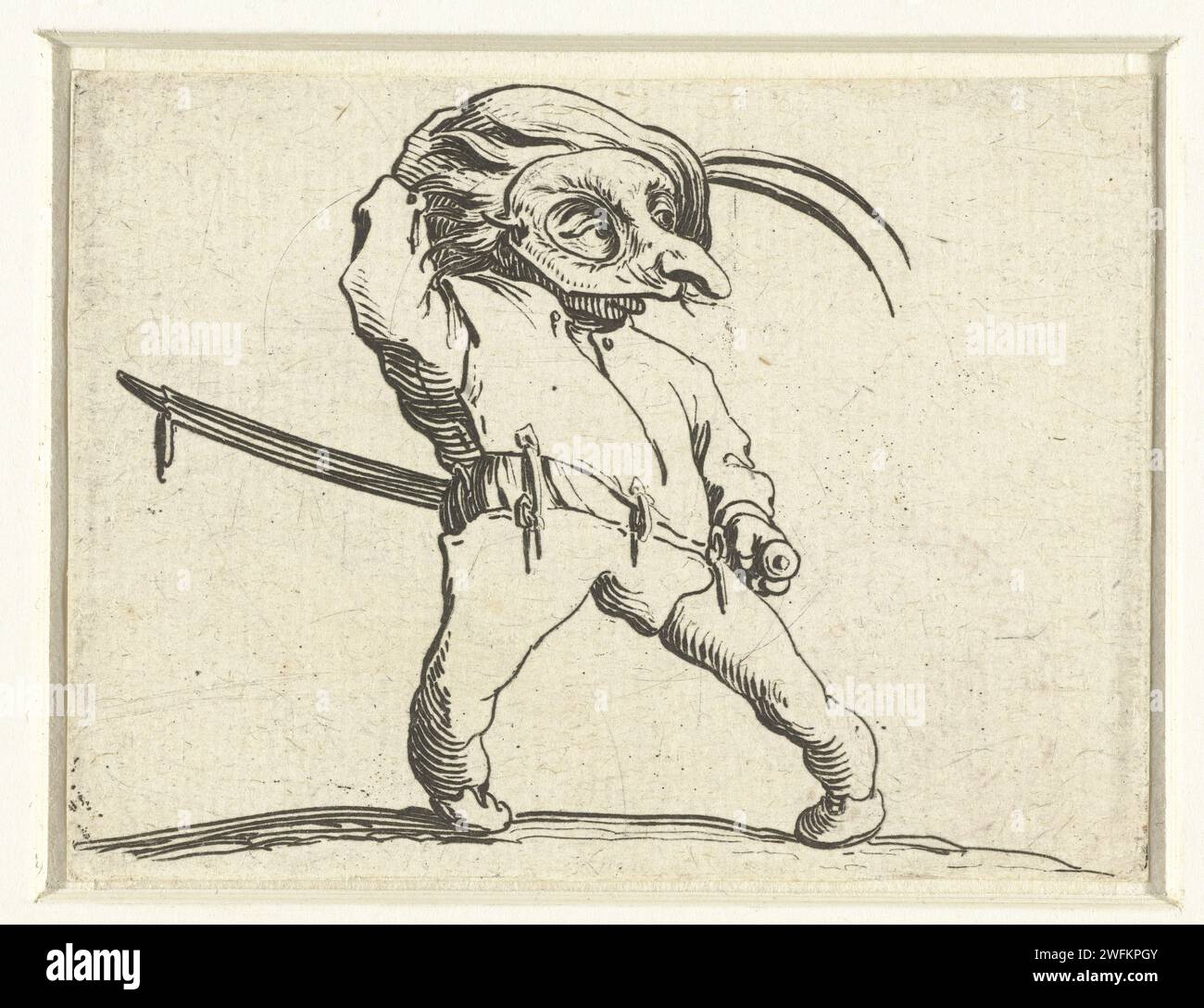 Dwarf with sword and mask, Jacques Callot, 1621 - 1625 print Dwarf ...