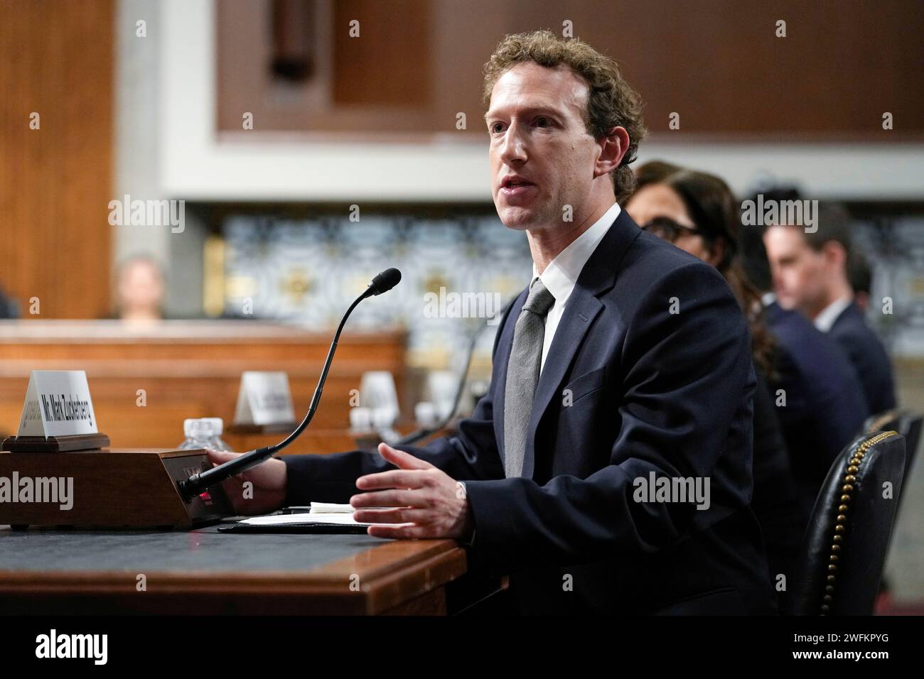 Meta CEO Mark Zuckerberg speaks during a Senate Judiciary Committee ...