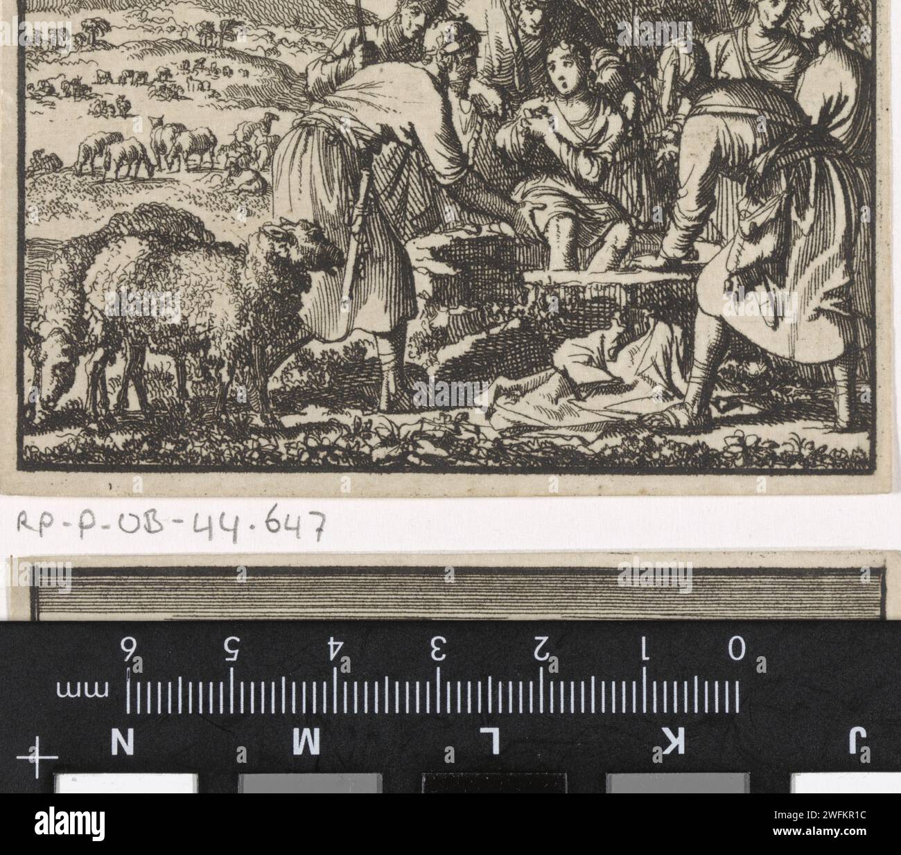 Jozef is thrown into the well by his brothers, Jan Luyken, 1698 print ...