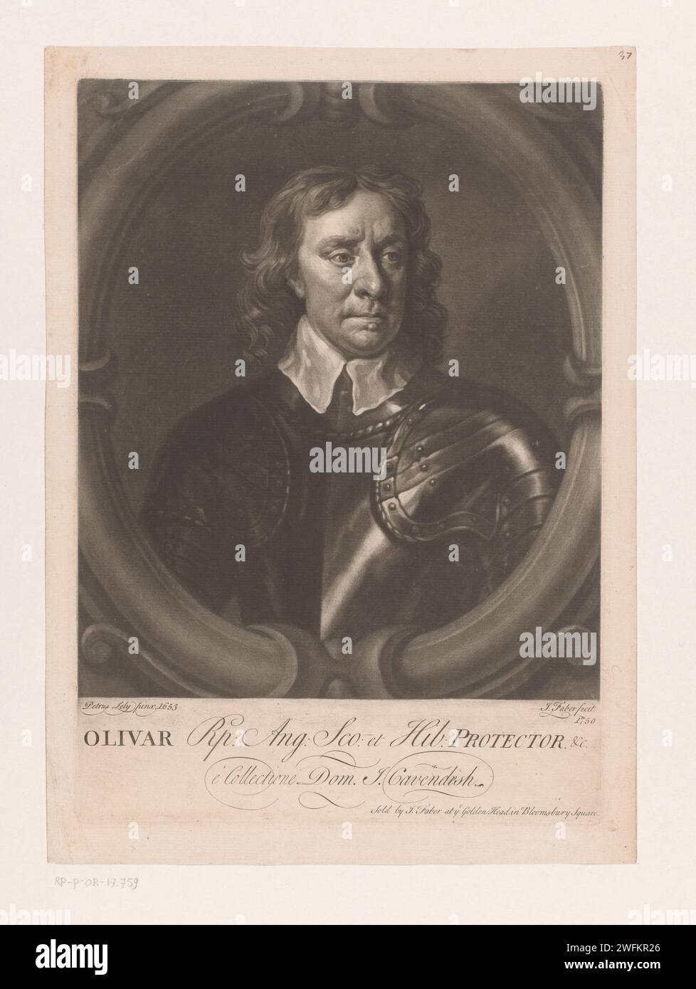 Portret van Oliver Cromwell, John Faber (II), after Peter Lely (Sir ...