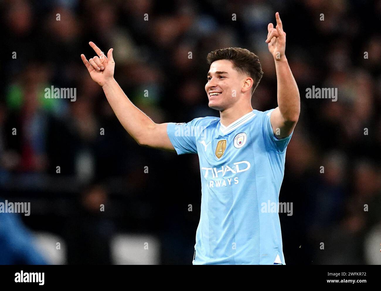 Manchester City's Julian Alvarez celebrates scoring their side's second ...