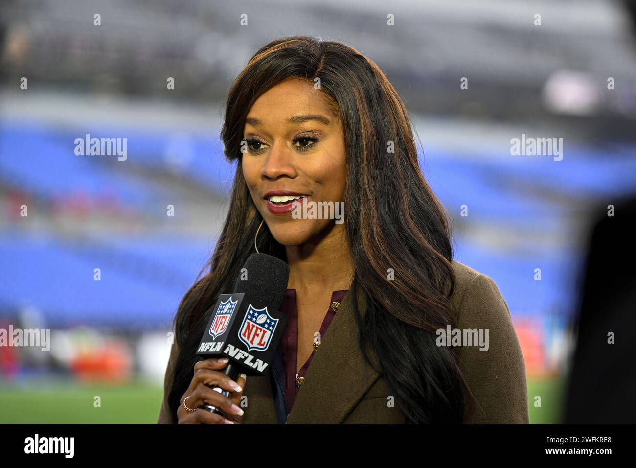 NFL Network reporter Sherree Burruss is seen before the AFC ...