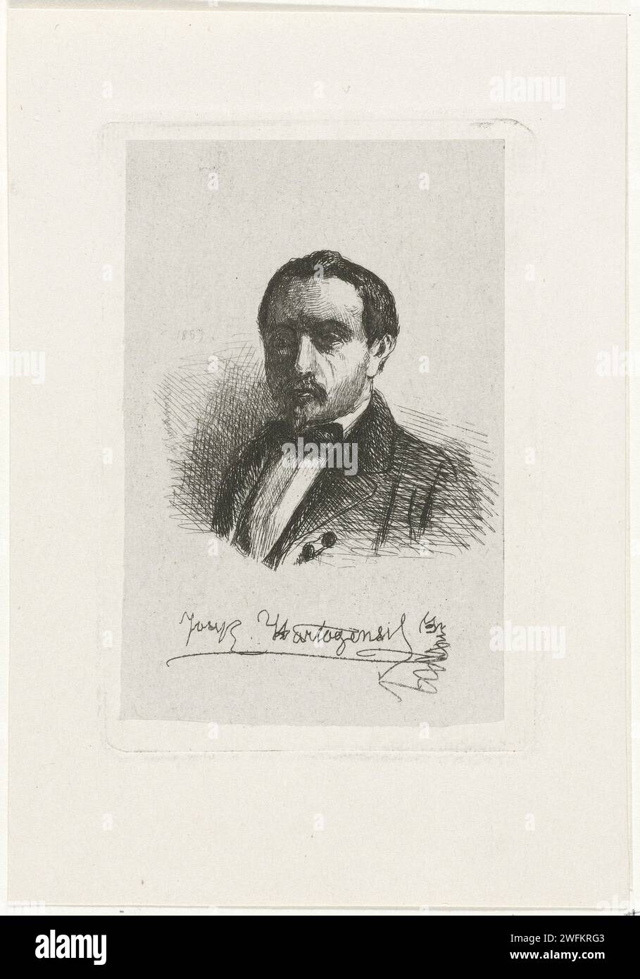 Self -portrait of Joseph Hartogensis, Joseph Hartogensis, 1857 print ...