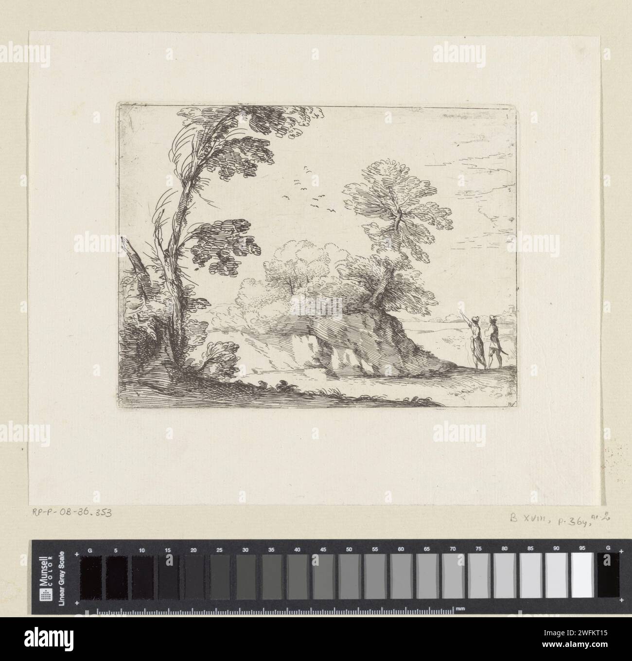 Landscape with two figures, Guercino, 1601 - 1666 print A landscape ...
