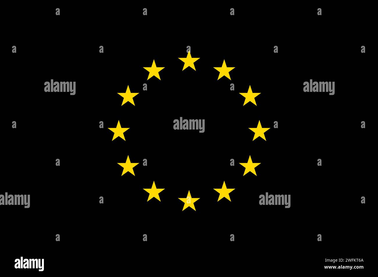 Flag of European union with black color as metaphor of collapse ...