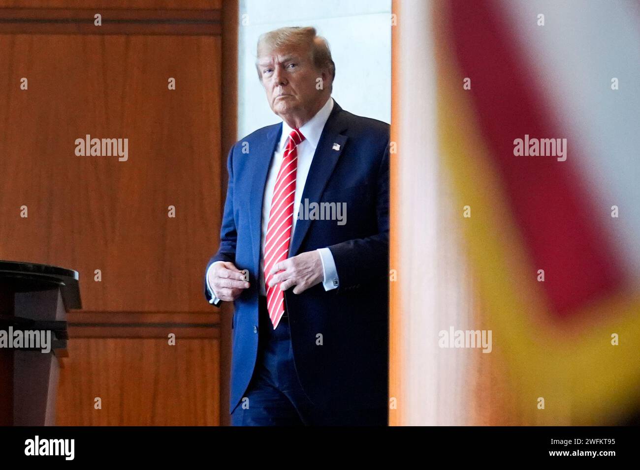 Republican presidential candidate former President Donald Trump arrives ...