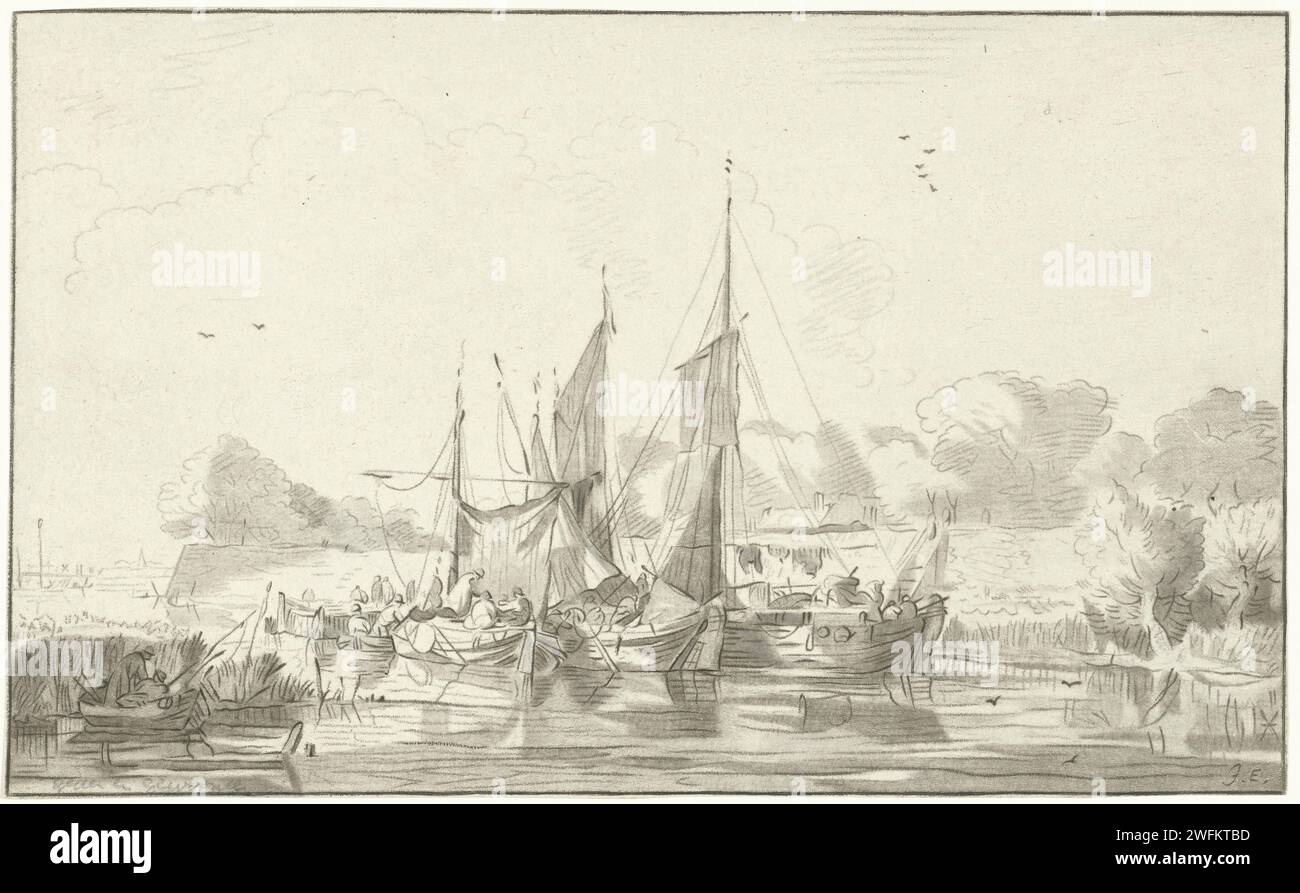 River face, Cornelis Ploos van Amstel, after Jacob Esselens, 1771 ...