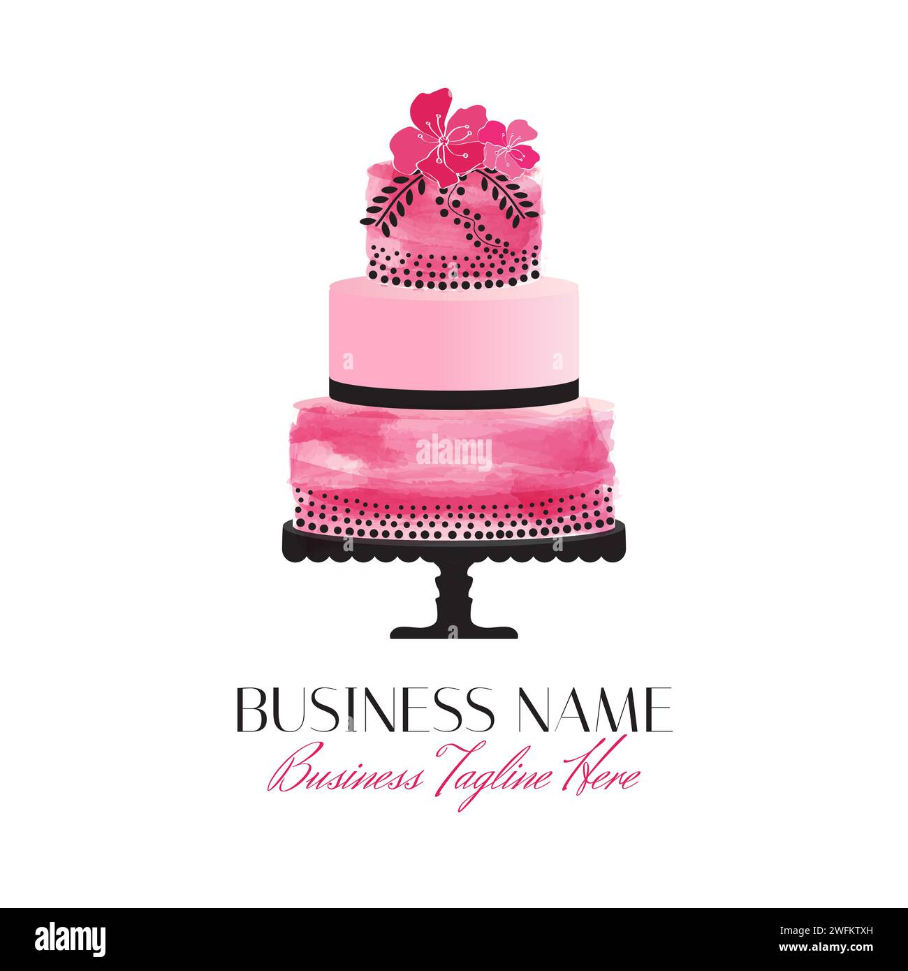 Pink modern cake logo Stock Vector Images - Alamy