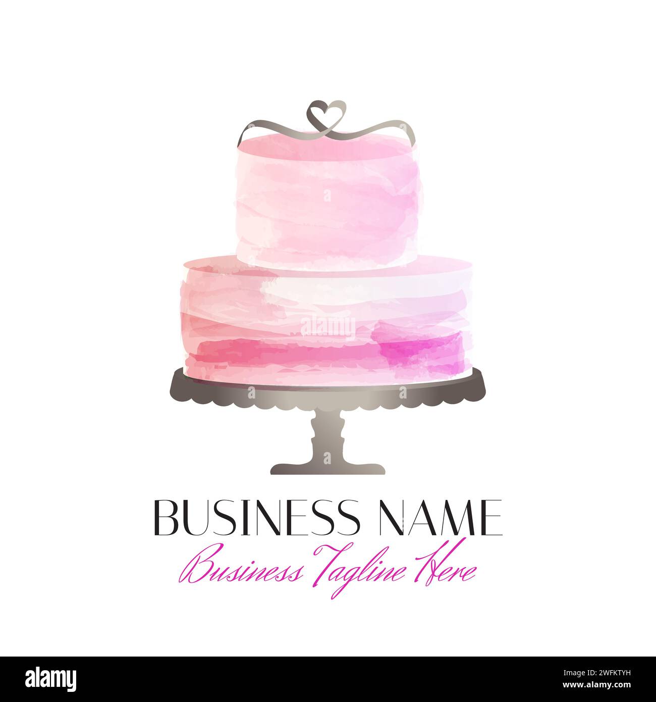 Pink Cake Logo Design with Heart Stock Vector Image & Art - Alamy