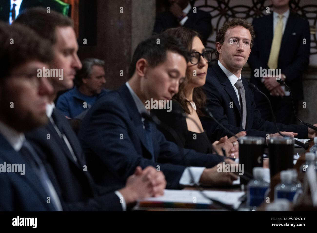 From left; Discord CEO Jason Citron, Snap CEO Evan Spiegel, TikTok CEO ...