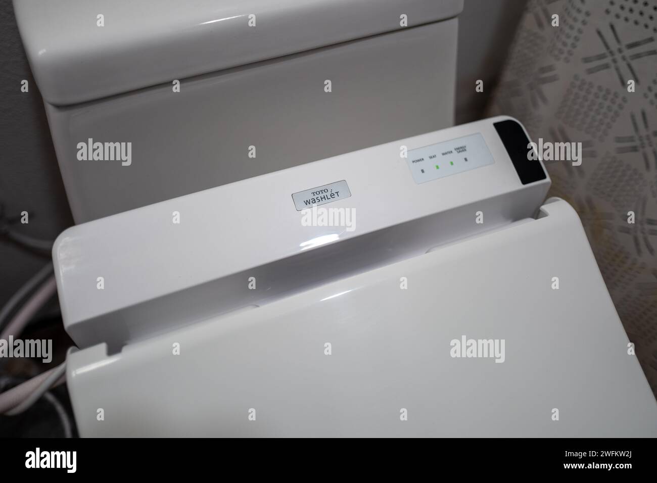 Anaheim, USA. 03rd Jan, 2024. Close-up of a modern Toto Washlet bidet ...