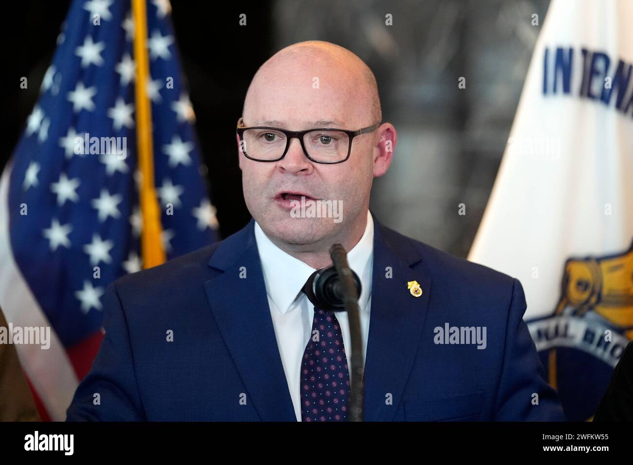 International Brotherhood of Teamsters president Sean O'Brien speaks after meeting with ...