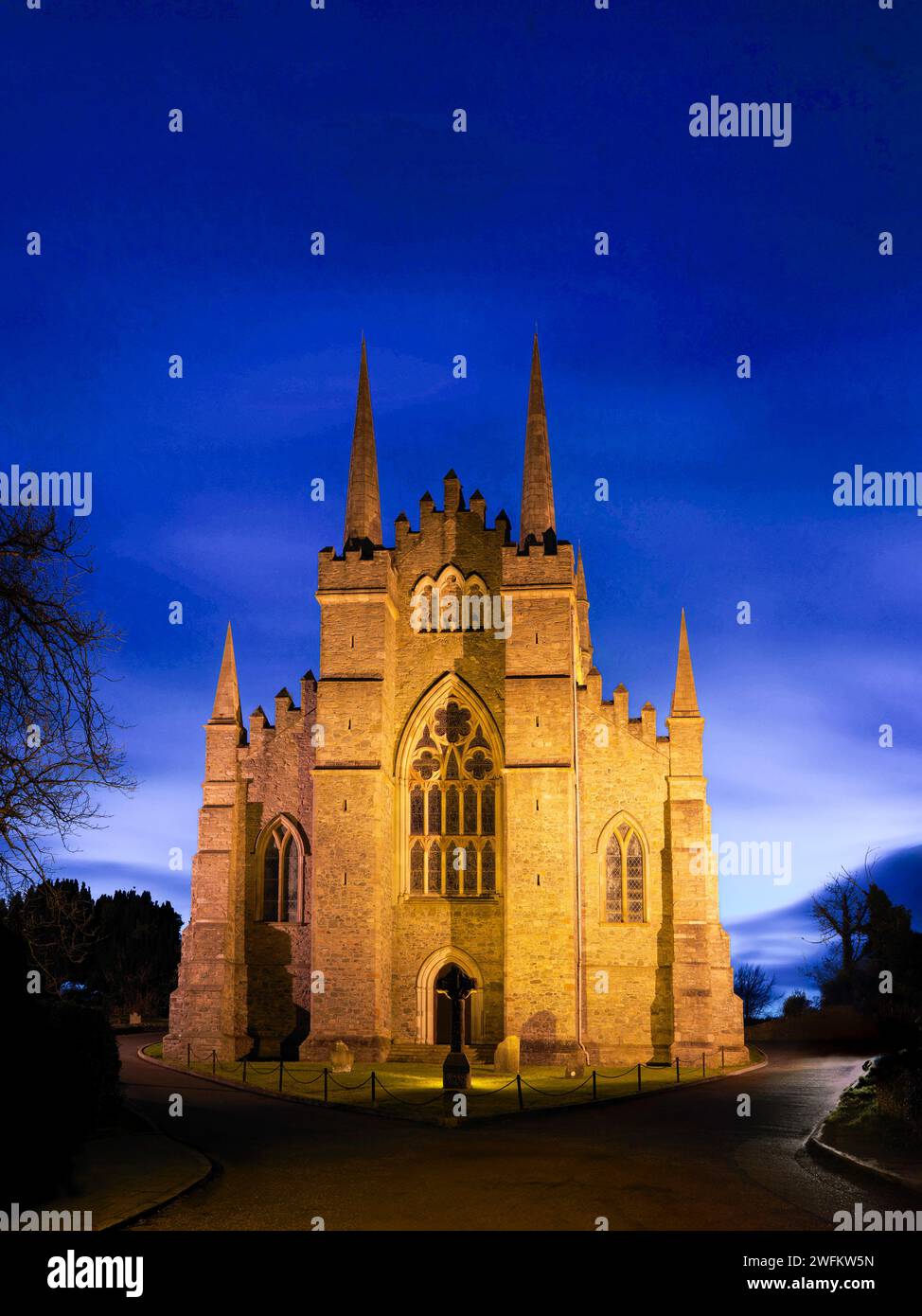 Dusk at Downpatrick Cathedral, County Down, Northern Ireland Stock ...