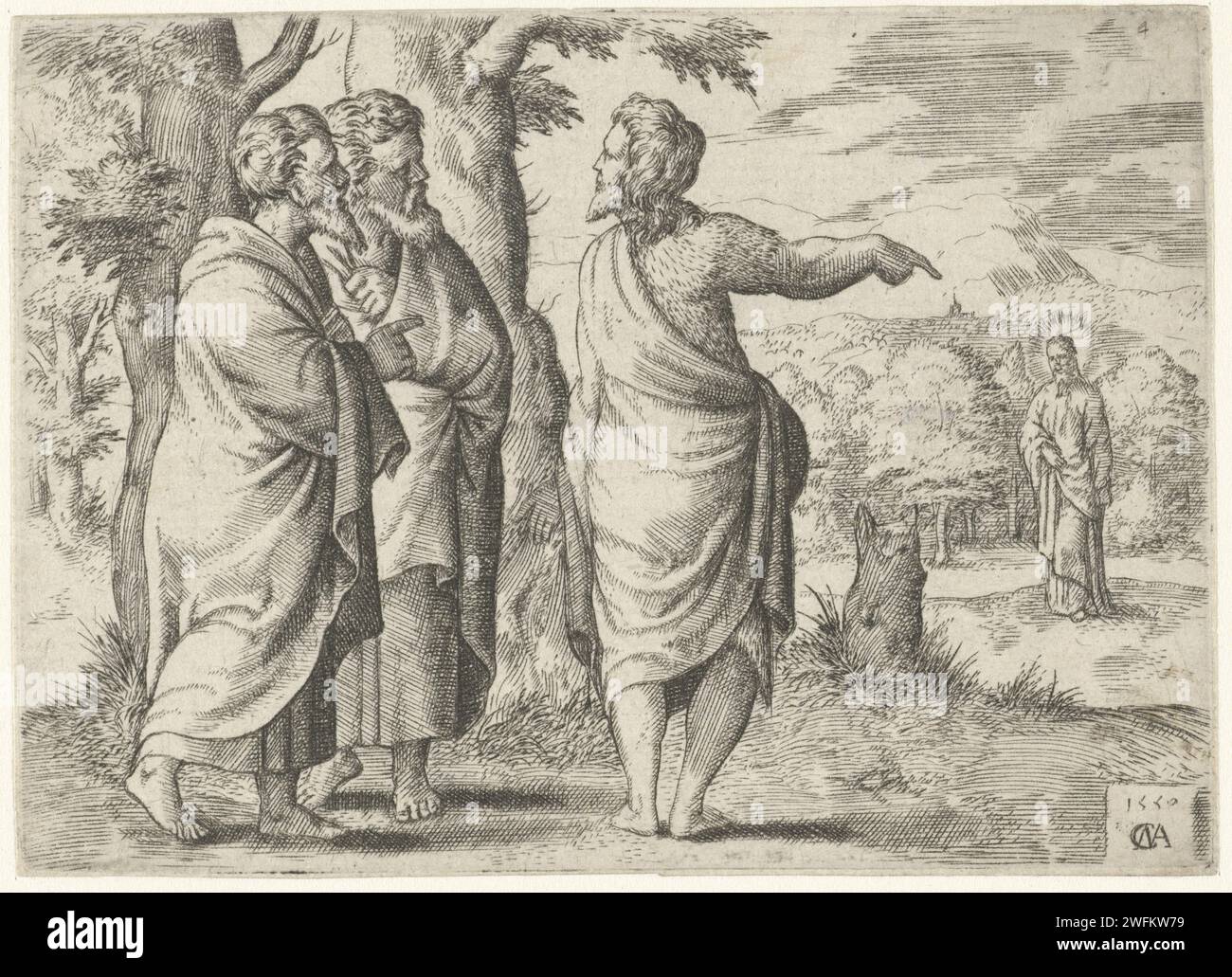 Johannes the Baptist Wijzend to Christ, Cornelis Massijs, 1550 print In ...