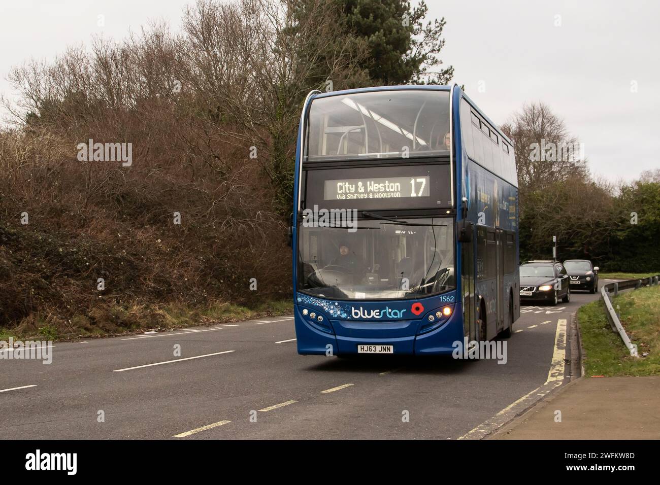 Bluestar and Xelabus bus companies in Southampton, England. The red ...