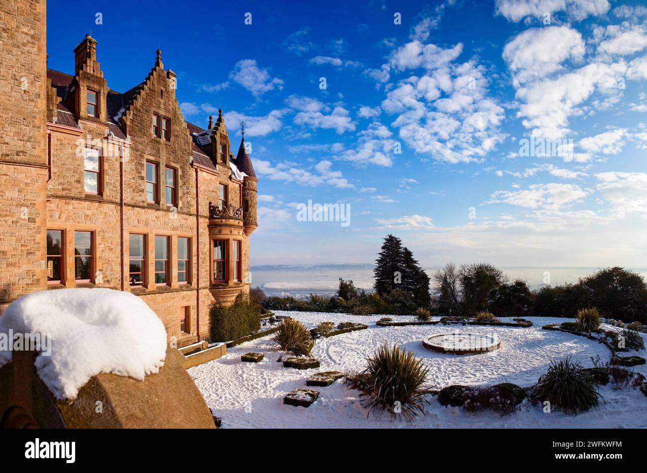 Belfast Castle in the Snow, Cavehill, Belfast, Northern Ireland Stock ...