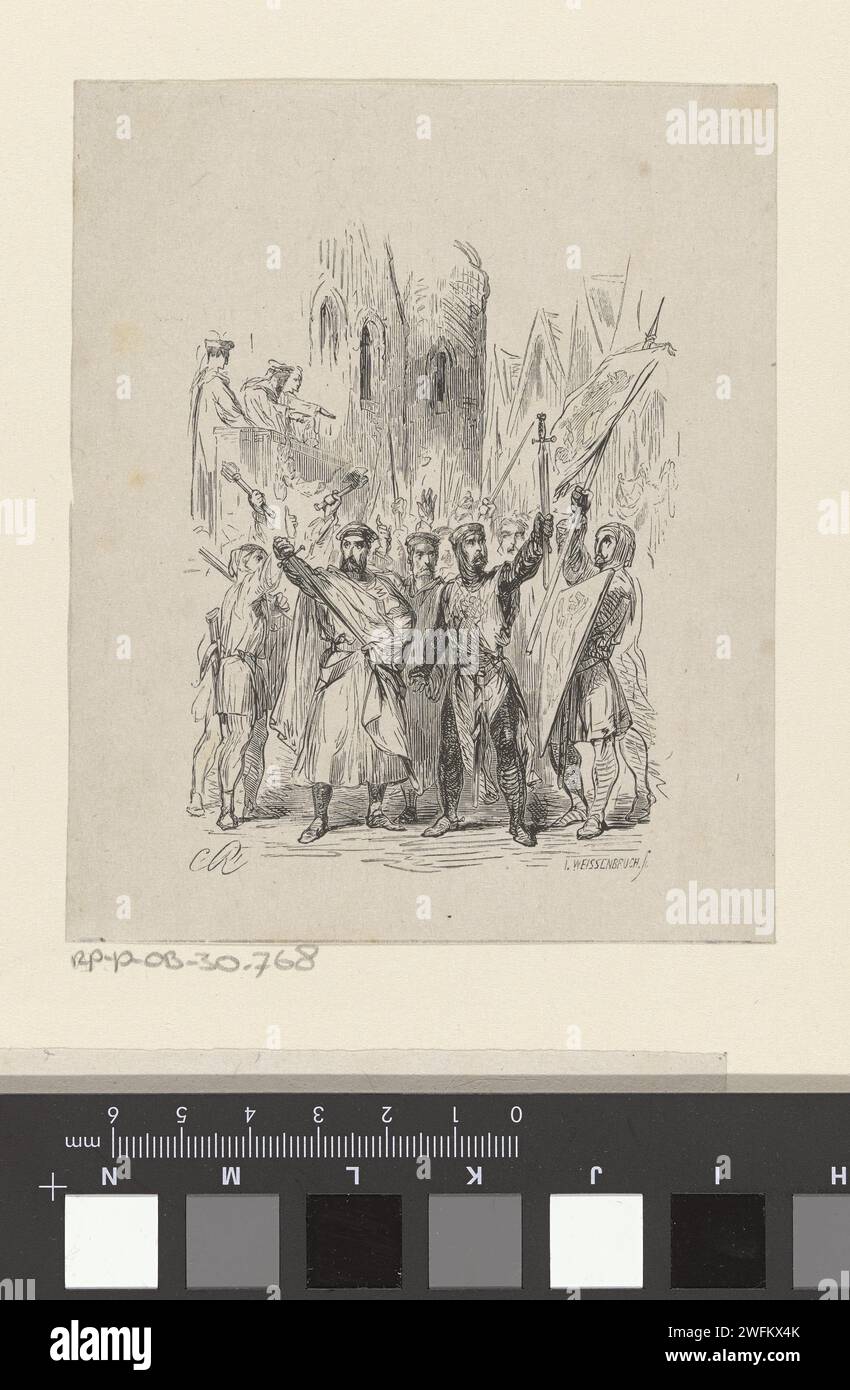 Group of soldiers stabbing the weapons in the air, Isaac Weissenbruch ...