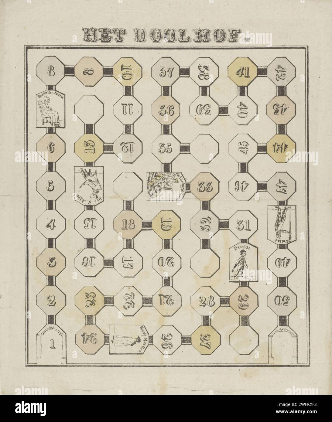 Het Doolhof, c. 1700 - c. 1899 print. gameboard Board game with ...