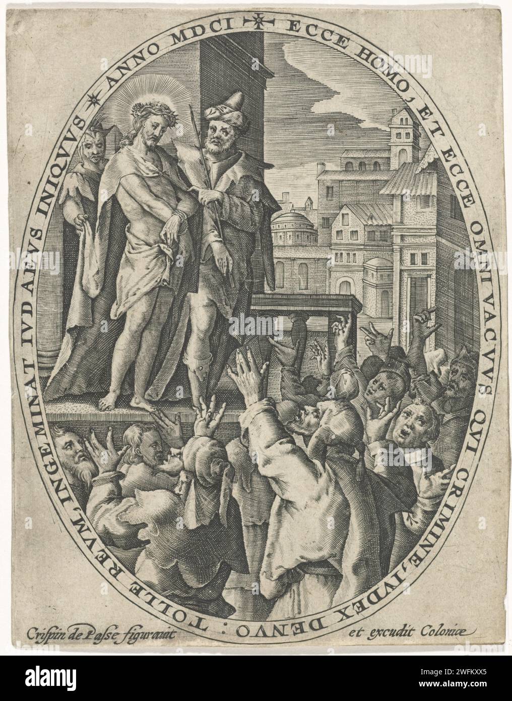 Christ shown to the people, Crispijn van de Passe (I), 1601 print Pontius Pilatus shows the ...