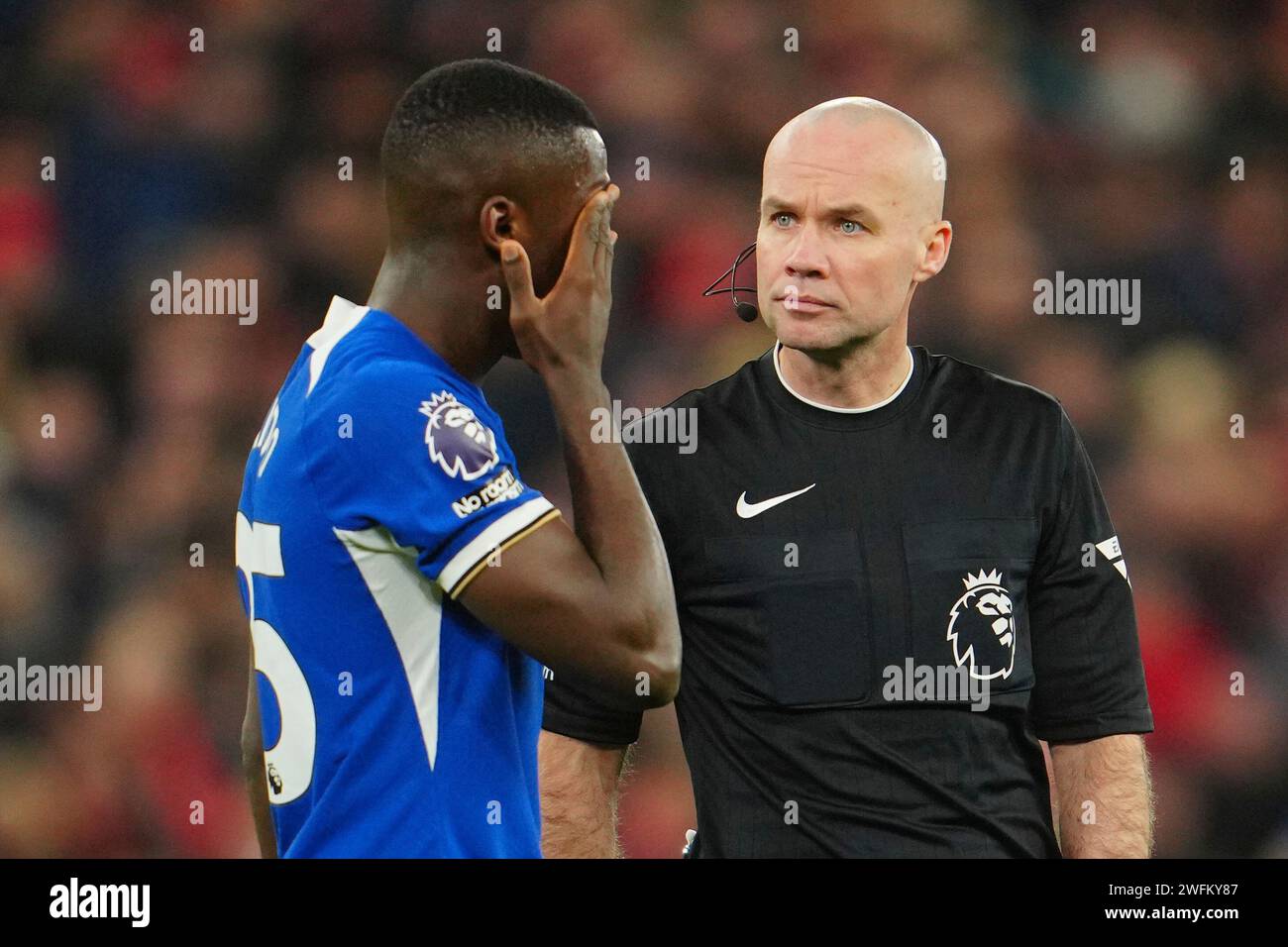 Chelsea's Moises Caicedo gestures after reciving a yellow card by ...