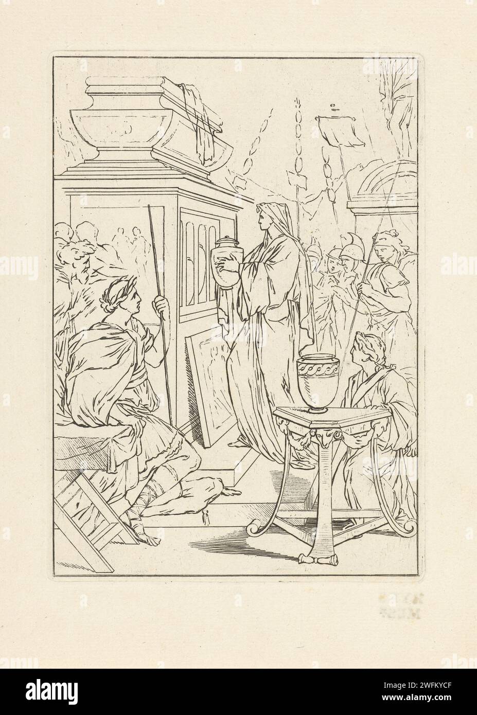 Romans around a tomb, Bernard Picart (Possible), 1683 - 1733 print A ...