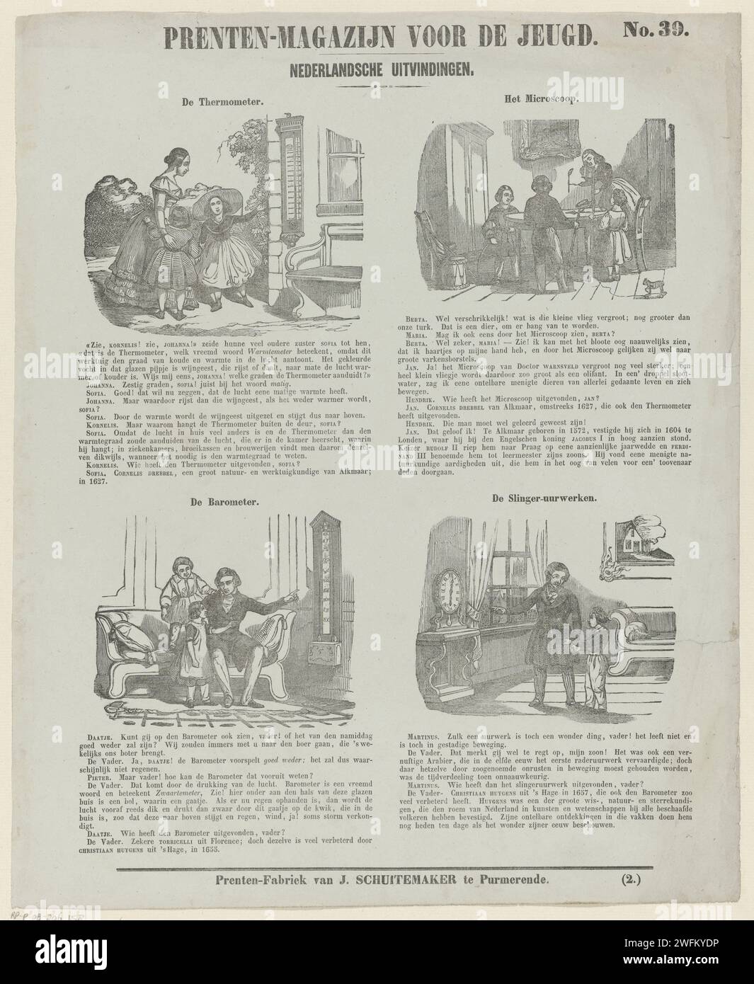 Inventions, 1850 print Leaf with 4 performances of Dutch inventions and ...