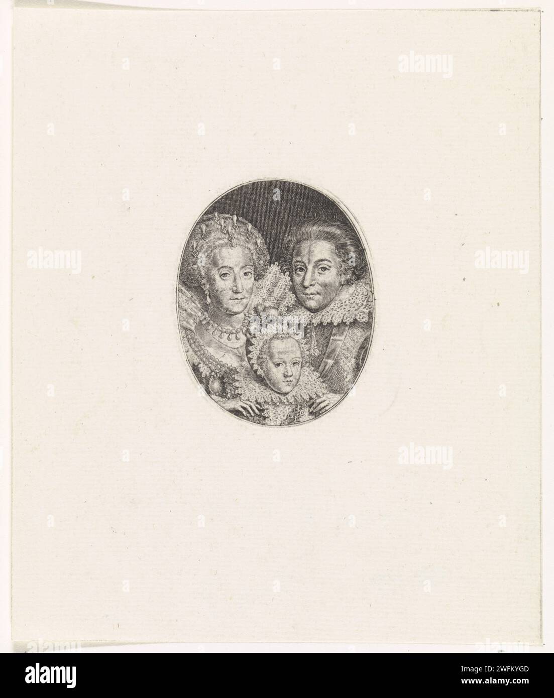 Family portrait of Frederik V, his wife Elisabeth Stuart and their son ...