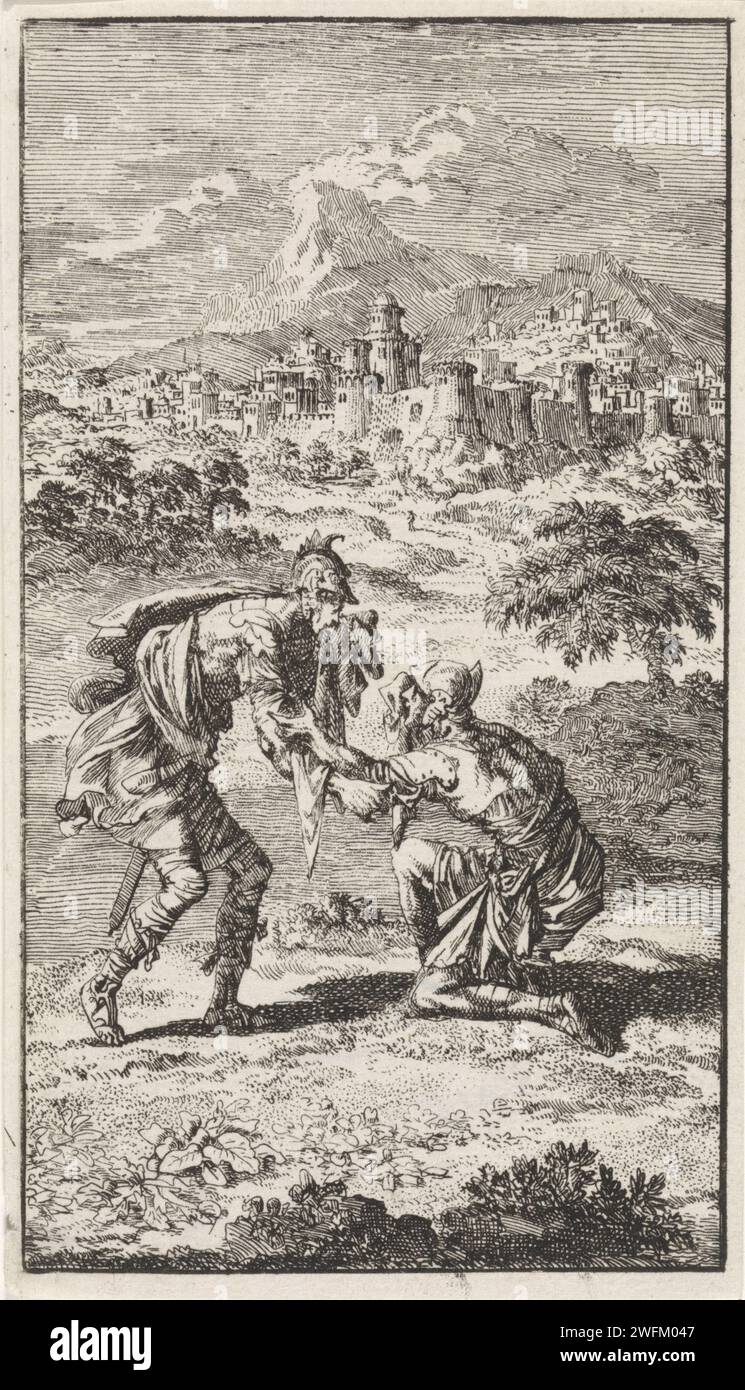 Farewell to David and Jonathan, Jan Luyken, 1712 print Amsterdam paper etching David and ...
