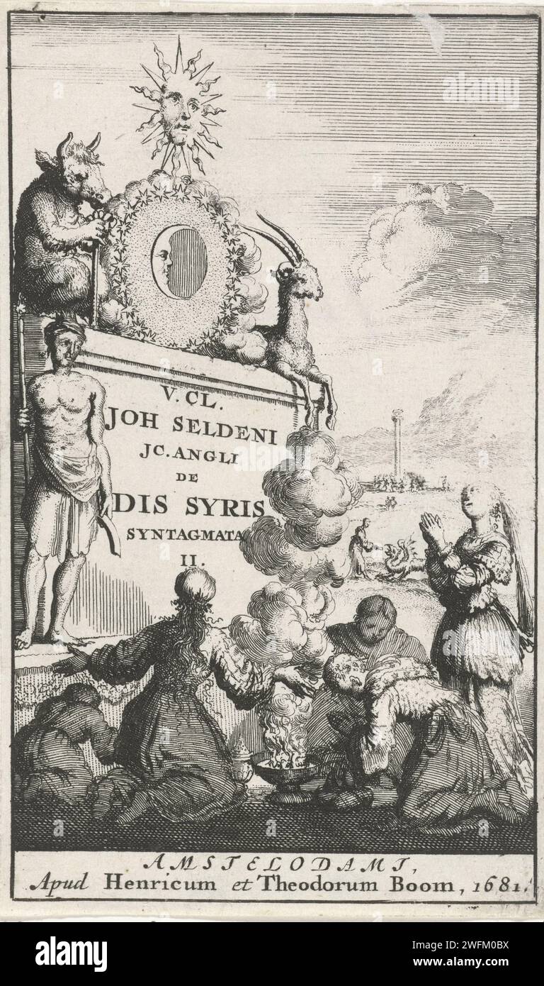 Five women kneel for a smoking sacrificial scale, Jan Luyken, 1681 ...