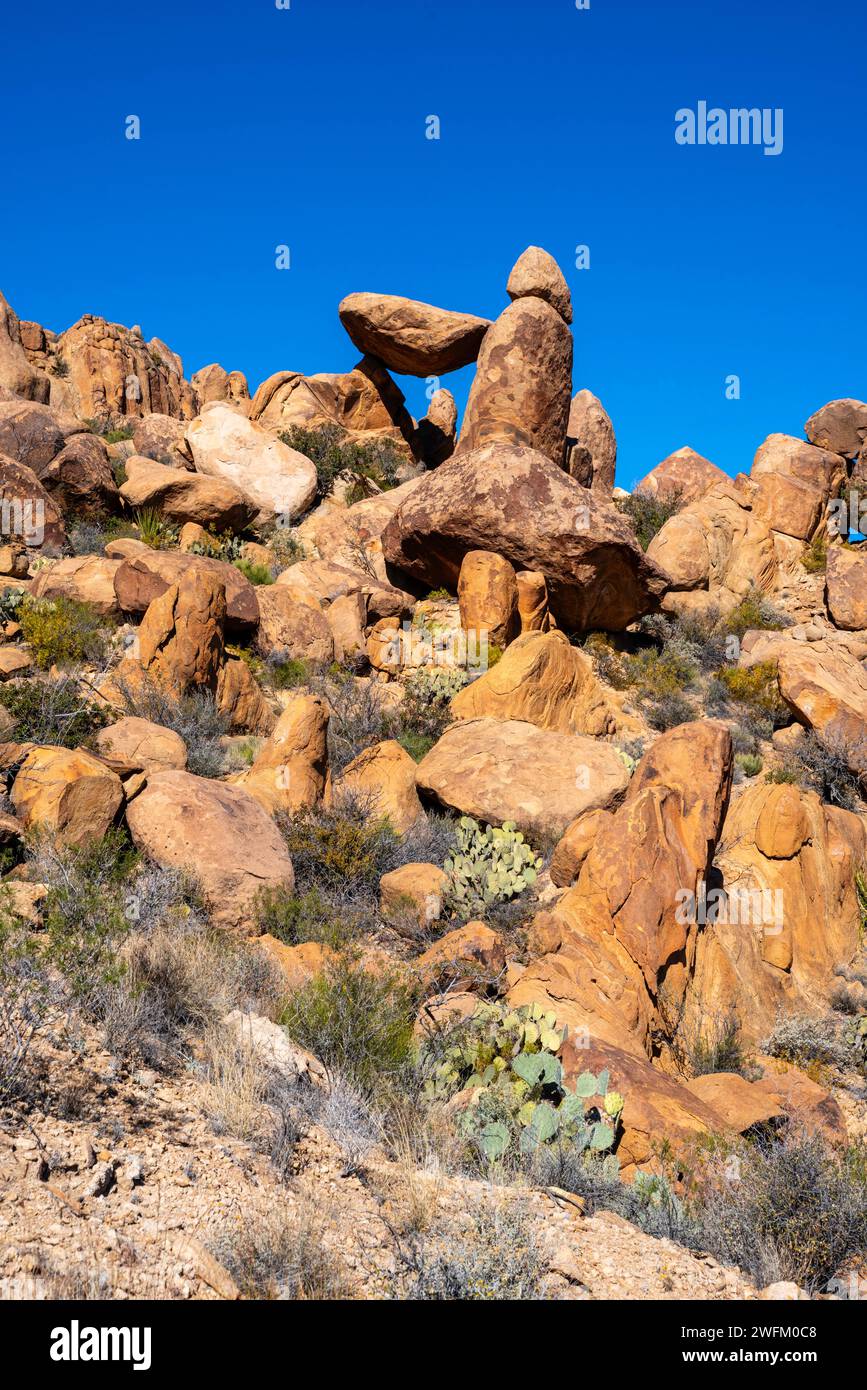 Balanced Rock formation. Big Bend National Park, Texas, USA Stock Photo ...