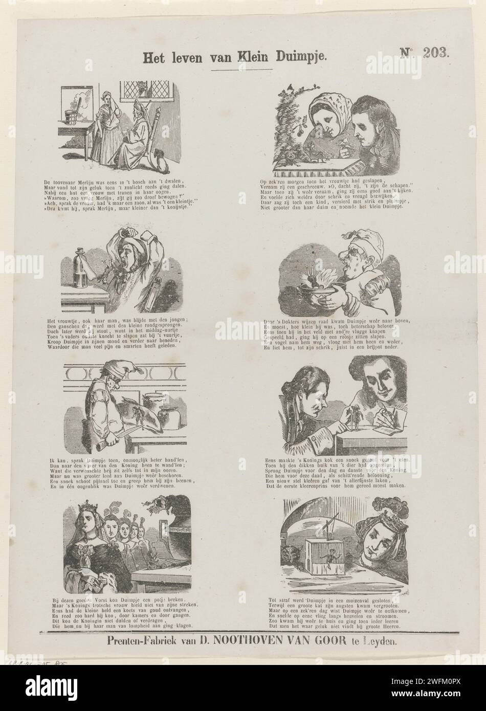 The Life of Klein Duimpje, 1850 - 1881 print Leaf with 8 shows from the ...