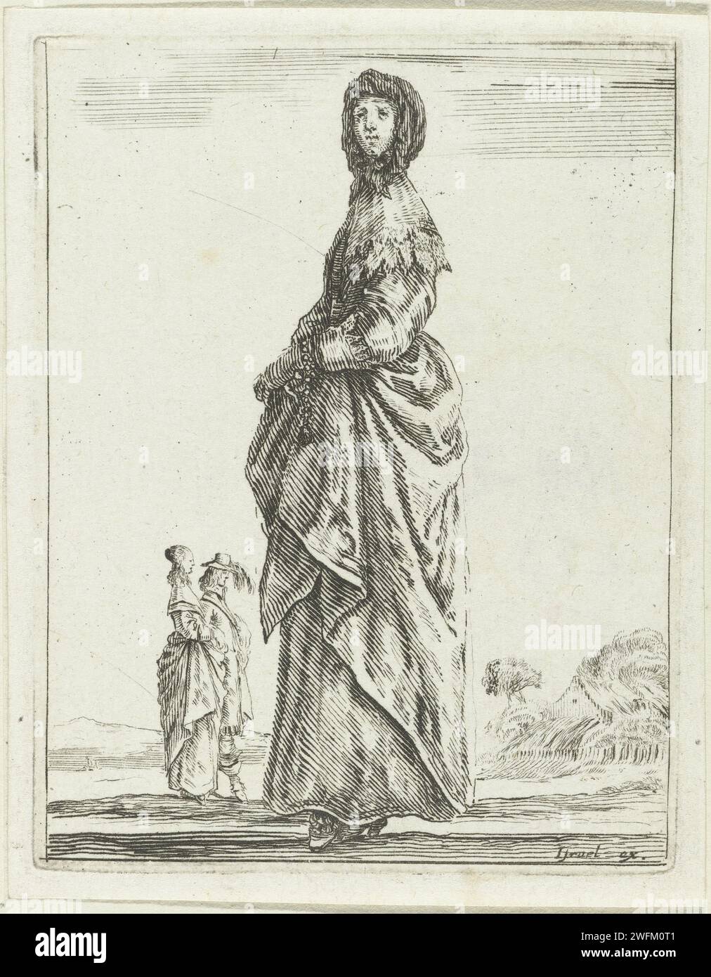 Young woman dressed according to the fashion of approx. 1650, to the ...