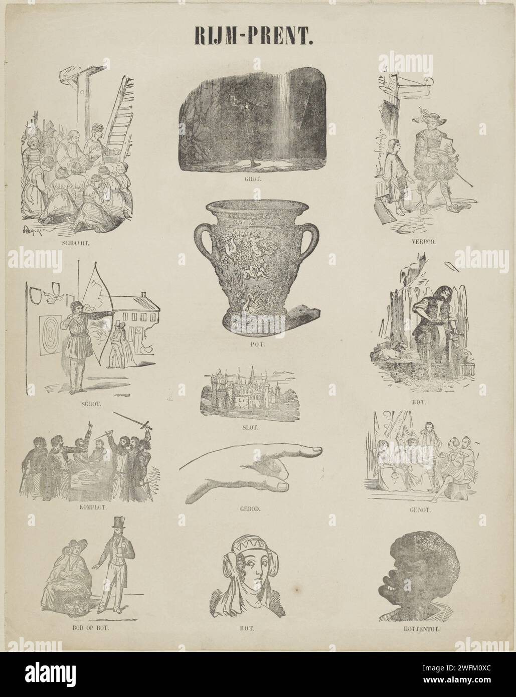 Rhyme -print, 1861 - 1929 print Leaf with 13 performances of various ...