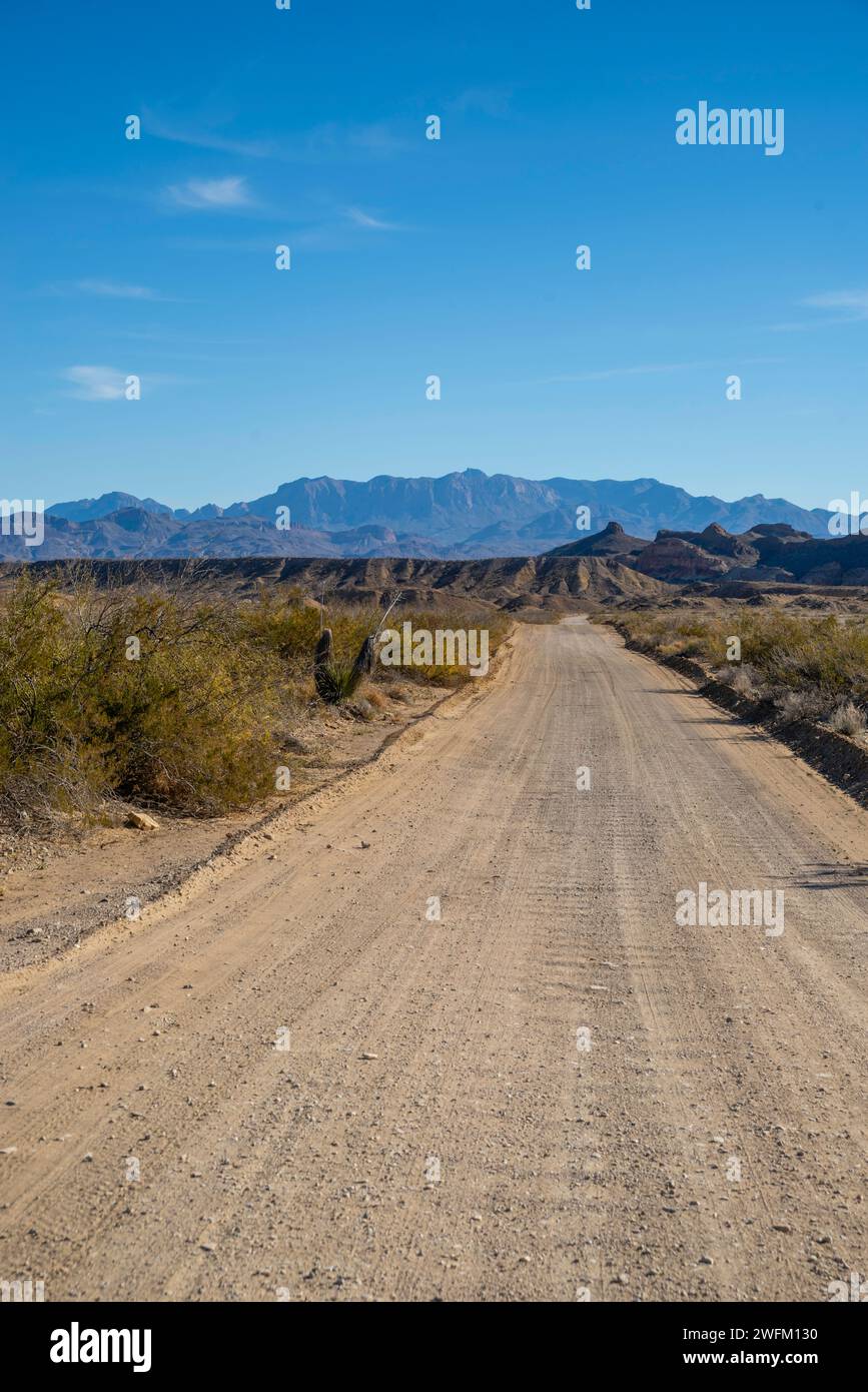 View along the Maverick Road. Big Bend National Park, Texas, USA Stock ...
