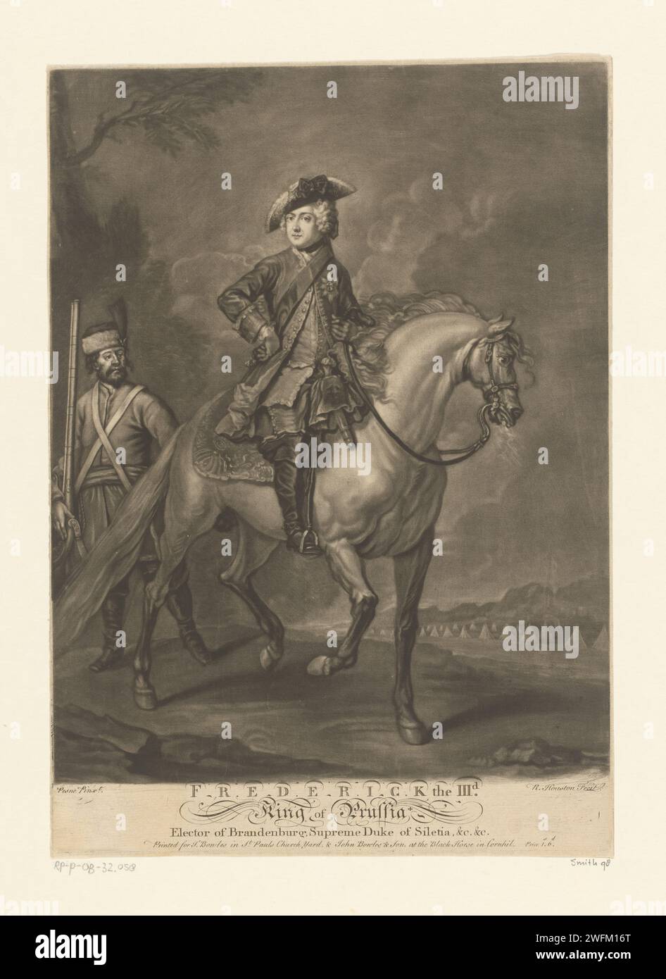 Portrait of Frederik de Grote, Richard Houston, After Antoine Pesne ...