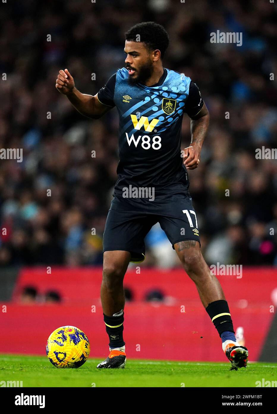 Burnley's Lyle Foster in action during the Premier League match at the ...