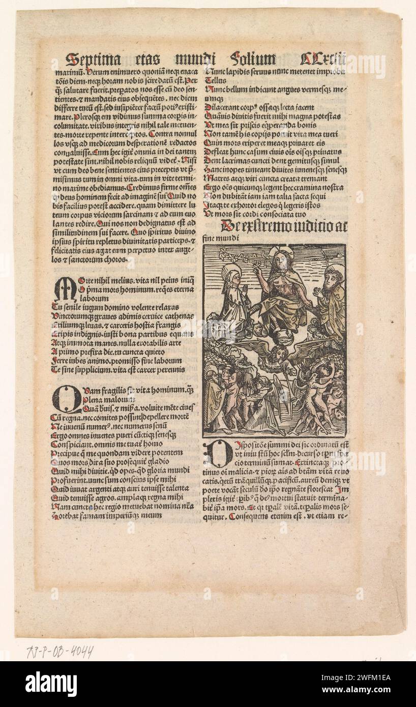 Last judgment, Anonymous, 1490 - 1510 print Leaf from a Bible with ...