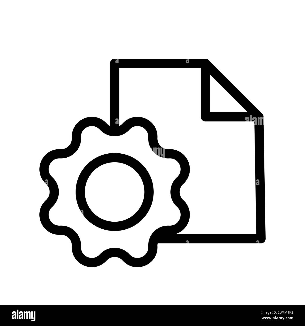 Vector black line icon settings file isolated on white background Stock ...