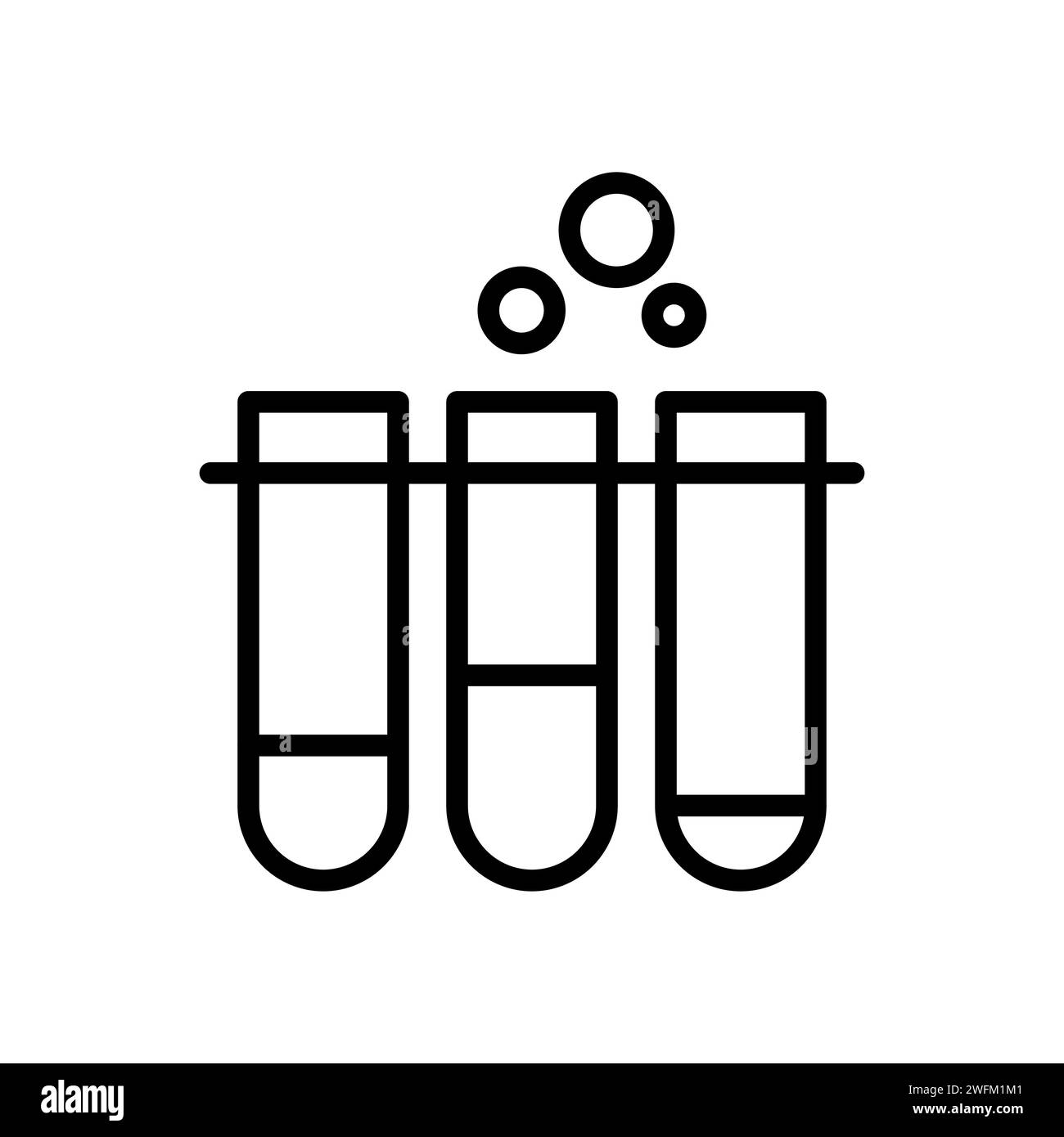 Vector black line icon laboratory flasks isolated on white background ...