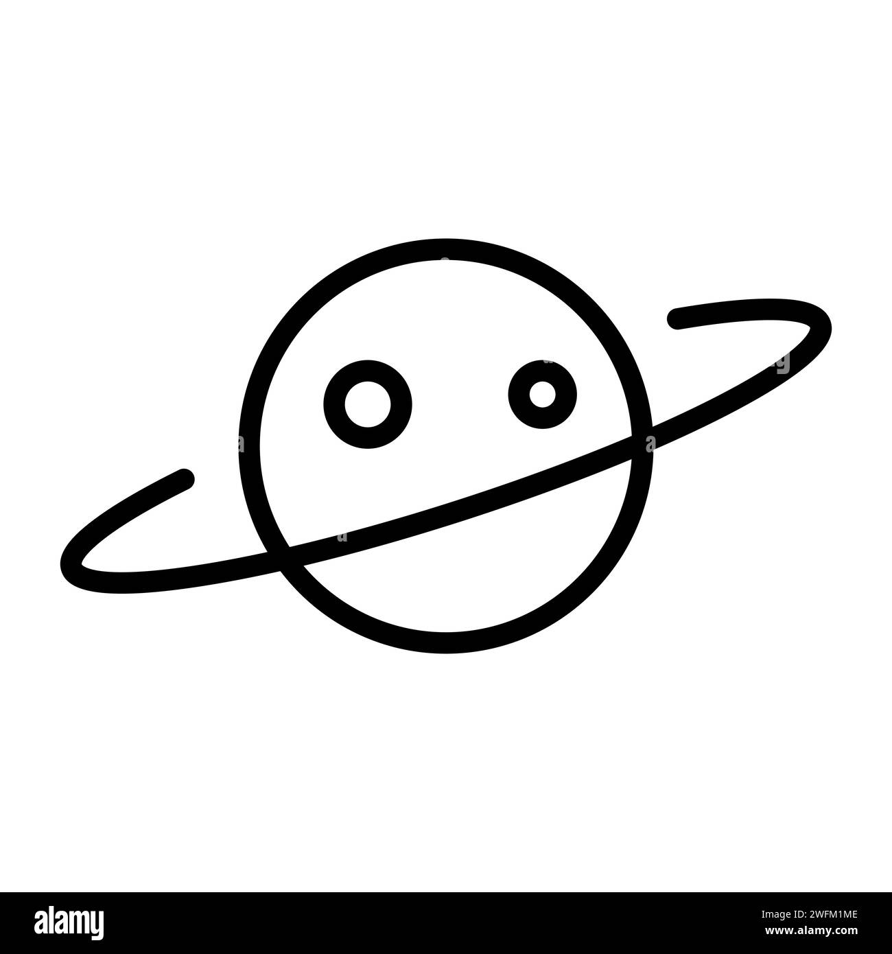 Vector black line icon solar system planet isolated on white background ...