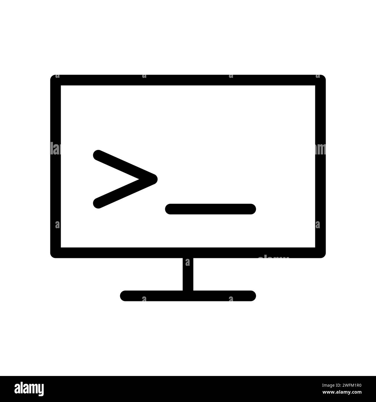 Vector black line icon write program code on a computer isolated on ... Vector black line icon write program code on a computer isolated on ...