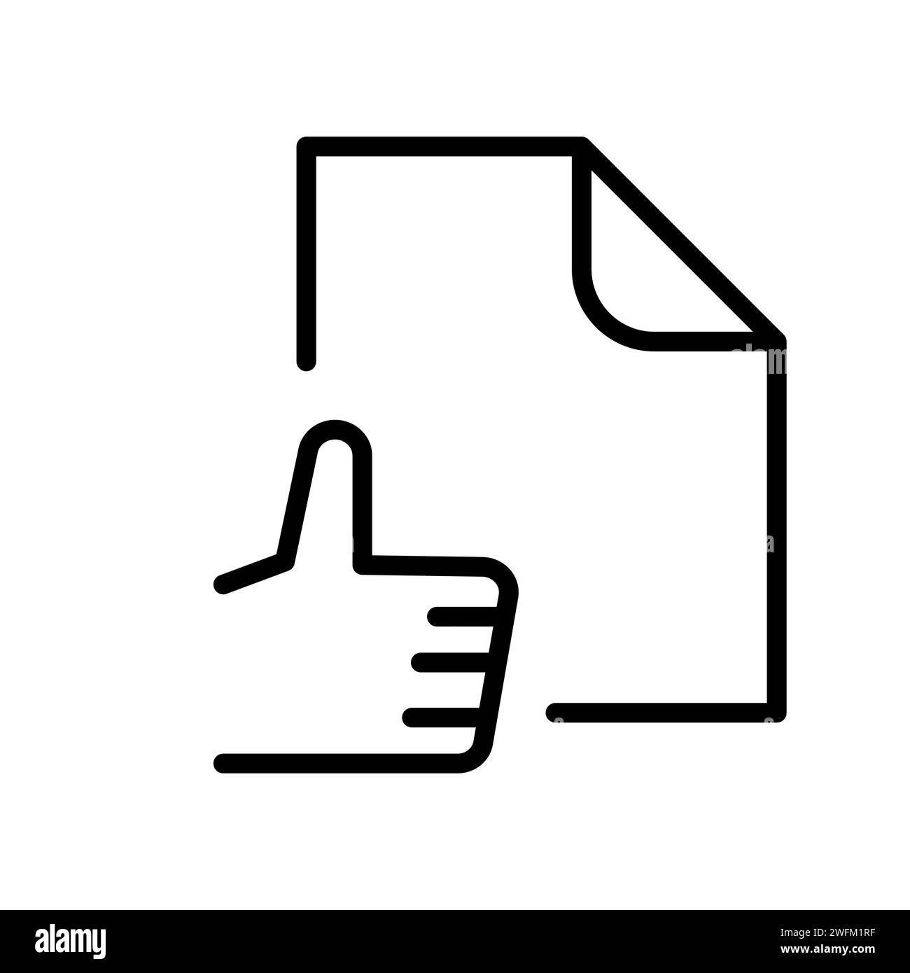 Vector black line icon document confirmation isolated on white ...